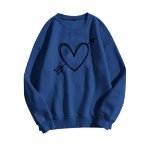 zdrzk deals of the day lightning deals zip up hoodies for women sweatshirts for teen girls cute love heart print oversized pullover tops long sleeve crewneck sweatshirt blue xl