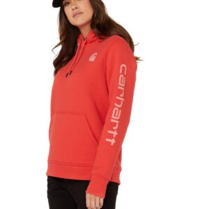 Carhartt Women's Relaxed Fit Midweight Logo Sleeve Graphic Sweatshirt, Bittersweet