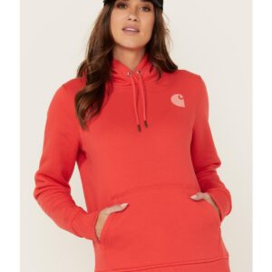 Carhartt Women's Relaxed Fit Midweight Logo Sleeve Graphic Sweatshirt, Bittersweet