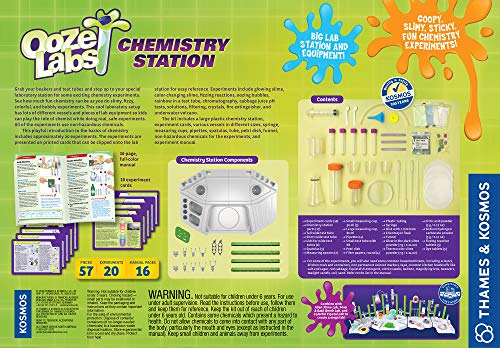 Thames & Kosmos Ooze Labs Chemistry Station Science Experiment Kit, 20 Non-Hazardous Experiments Including Safe Slime, Chromatography, Acids, Bases & More, Multi-color