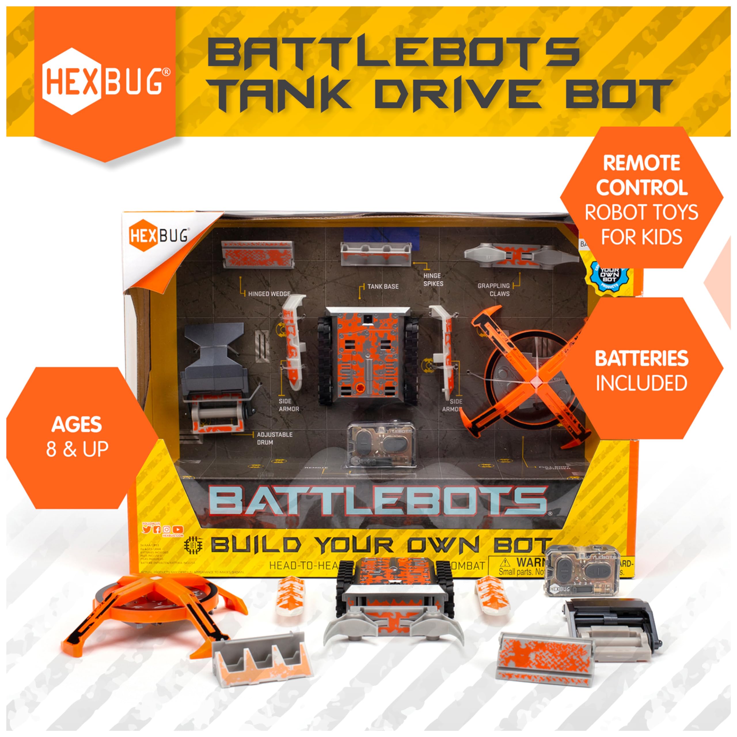 HEXBUG BattleBots Build Your Own Bot Tank Drive, Toys for Kids, Fun Battle Bot Hex Bugs