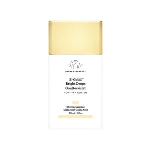 drunk elephant b-goldi bright drops - 1 fl oz - illuminates skin with 5% niacinamide & diglucosyl gallic acid - free of essential oils, silicones & fragrances - cruelty free