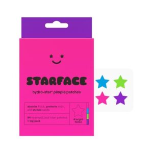 starface party pack big pack hydro-stars, colorful hydrocolloid pimple patches, absorb fluid and reduce redness, cute star shape (96 count)