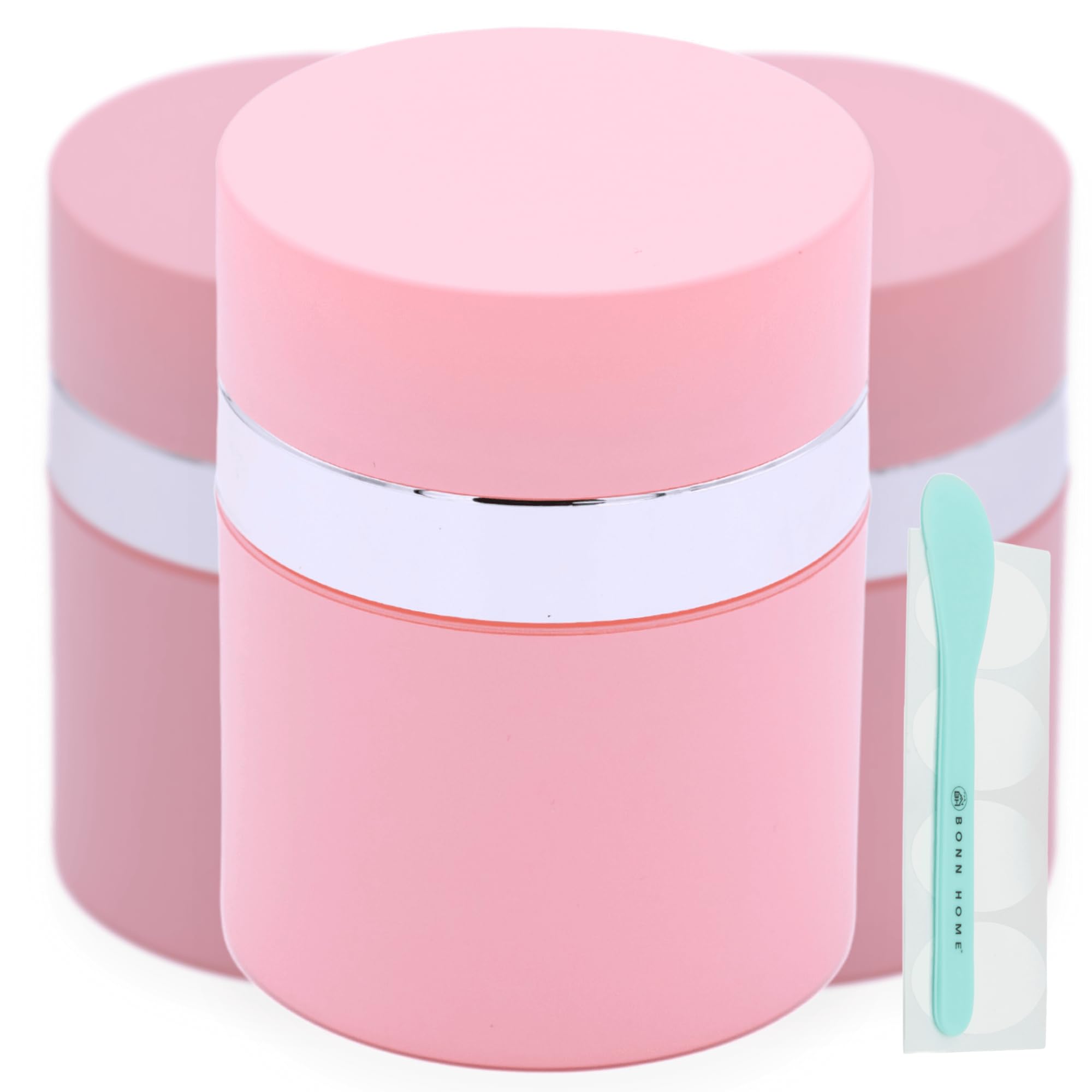 Pink 3 pack Airless Pump Jar - 1oz/30ml Refillable Bottle Empty Cosmetic Cream Jar for Moisturizer Container - Airless Pump Bottle Push Moisturizer Pump Dispenser for Lotion Drunk Elephant Containers