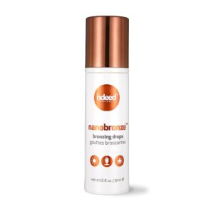 indeed labs nanobronze drops - get a sun-kissed glow without the sun! bronzing drops with hyaluronic acid instantly bronze, blur, and hydrate skin. 30ml