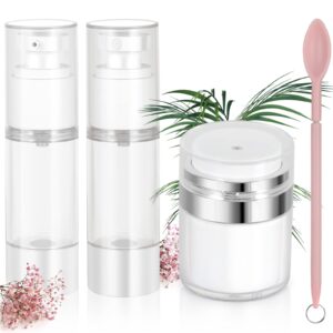 airless pump jar, vacuum cream jar airless pump bottles vacuum bottle portable lotion dispenser, empty refillable travel containers for toiletries face cream pot for makeup essence moisturize