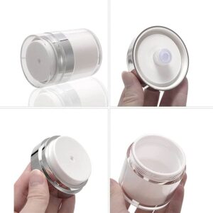 Cream Jar Vacuum Bottle Dispenser, 15/30/50 Ml Cream Jar Vacuum Bottle, Refillable Airless Pump Bottles, Portable Push Top Lotion Dispenser, Face Lotion Pump Dispenser for Travel (15 ML, 1 Pcs)