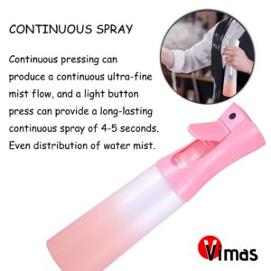 Vimas Continuous Spray Bottles, Refillable Water Spray Bottles for Cooking, Cleaning, Hairstyling, Skin Care & Plant 10 oz/300ml (Pink)