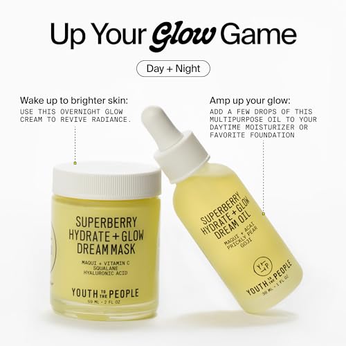 Youth To The People Superberry Hydrating Face Oil for Dry, Glowing Skin - Fast Absorbing Facial Oil & Makeup Primer Made with Prickly Pear, Acai Berry & Jojoba Oil - Clean, Vegan Skincare (1oz)