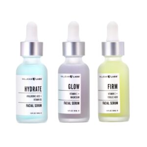 valjean labs facial serum, combo pack of hydrate, glow, and firm | supercharged, targeted skincare ingredients | paraben free, cruelty free, made in usa (1oz bottles)