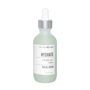 valjean labs facial serum, hydrate | hyaluronic acid + vitamin b5 | helps to hydrate and plump skin and restore elasticity | paraben free, cruelty free, made in usa (1.83 oz)