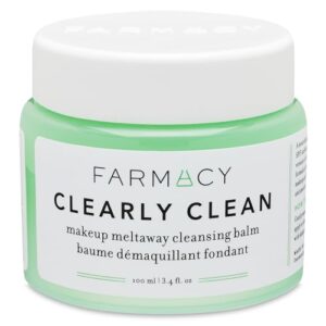 farmacy makeup remover cleansing balm - clearly clean fragrance-free makeup melting balm - great balm cleanser for sensitive skin (3.4 fl oz)