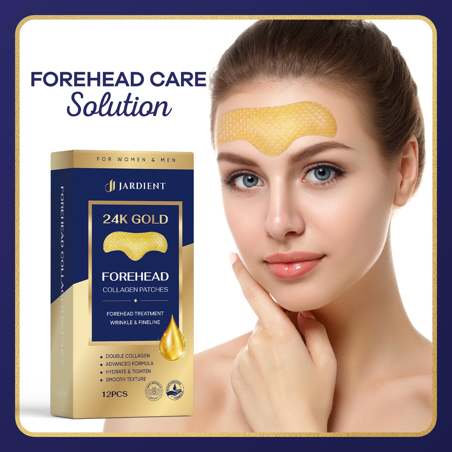 Jardient Collagen Forehead Wrinkle Patches: Facial patches with 12 Packs, Forehead Patches for Wrinkles Anti Wrinkle Patches Treatmen.