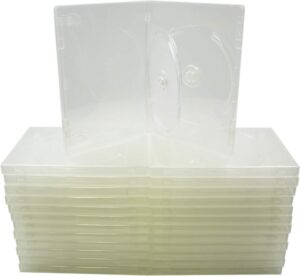 square deal online - dv2r14clwt - dvd cases - 2 disc - 14mm - with hinged tray and wrap around sleeve - clear (25-pack)