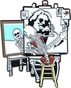 square deal recordings & supplies jerry garcia - hippie skeleton portrait - enamel pin