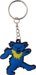 square deal recordings & supplies dancing blue bear with yellow necklace - rubber keychain