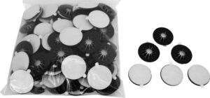 100 black adhesive backed spider cd / dvd hubs (rosettes) - #cdnrspbk - for gluing into a double or triple chubby cd jewel box to increase capacity! (also called hubcaps or caps)