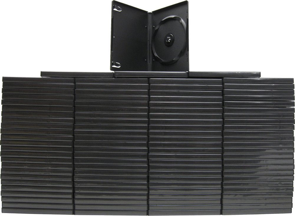 Sturdy Standard Black DVD Cases - 14mm - 1 Disc Capacity (100 Pack) #DVBR14BKST