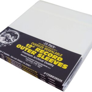 (100) 12" Resealable Oversize Record Outer Sleeves - Super Clear Premium 2 Mil Thick Archival Quality BOPP - 13-7/8" x 13-1/4" + 1-5/8" Flap - FITS Most Box Sets UP to 7/8" Thick #12SB02RSOS