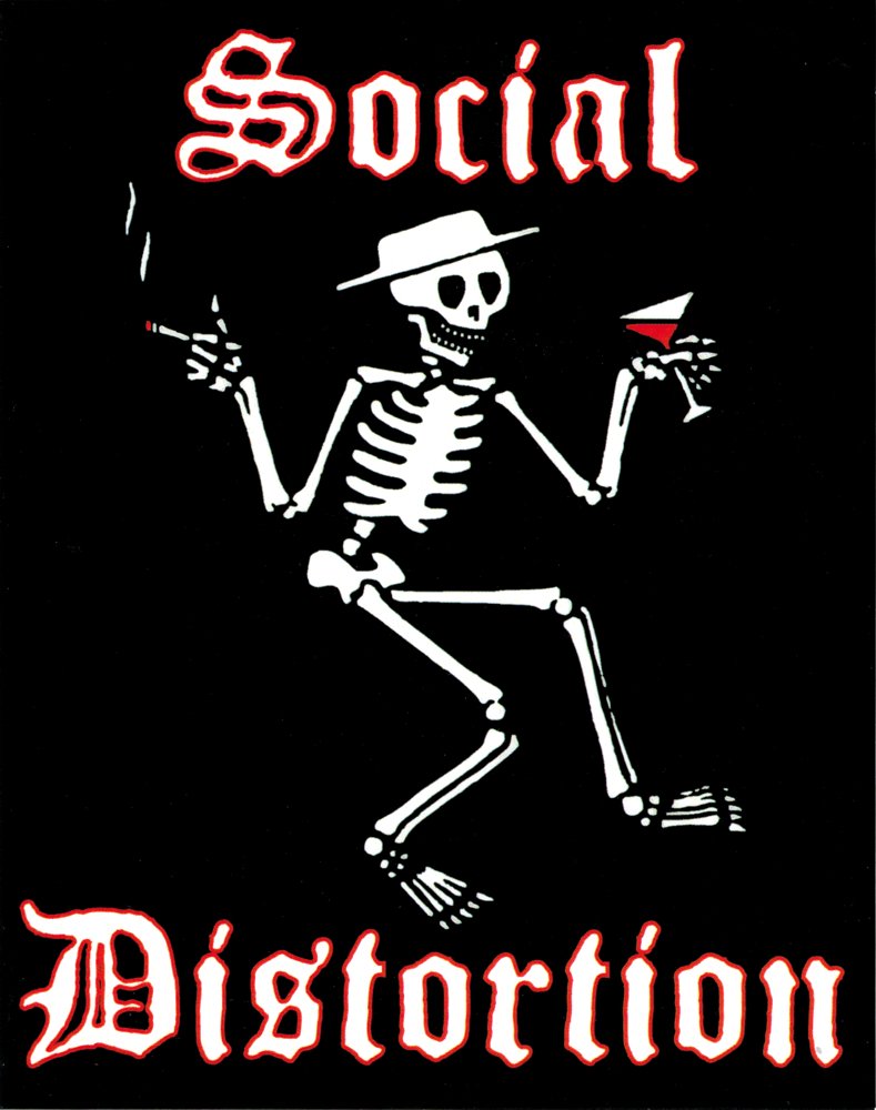 Social Distortion - Skeleton Holding Martini & Cigarette Logo - Sticker / Decal