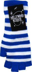 square deal recordings & supplies blue & white striped fingerless ladies gloves