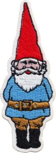 gnorm the garden gnome - embroidered 3" iron on patch