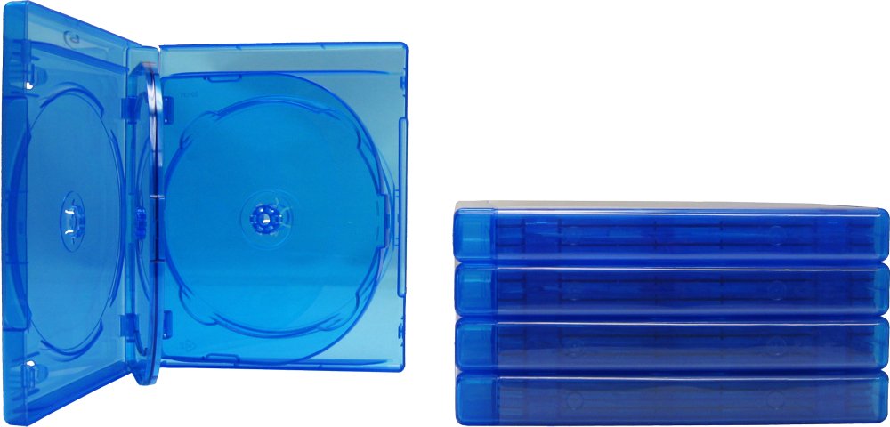 (5) Empty 21mm Thick SIX DISC CAPACITY Blue Replacement Boxes / Cases for Blu-Ray DVD Movies - Holds 6 Discs #BR6R21BL