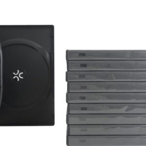 SquareDealOnline - DV4R14BKWT - Standard 14mm DVD Cases - 4 Disc Capacity - Black - (10 Pack)