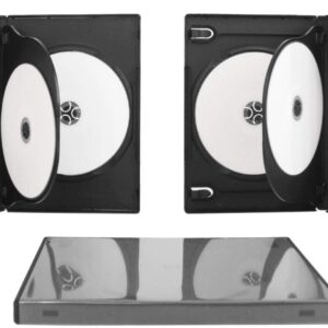 SquareDealOnline - DV4R14BKWT - Standard 14mm DVD Cases - 4 Disc Capacity - Black - (10 Pack)