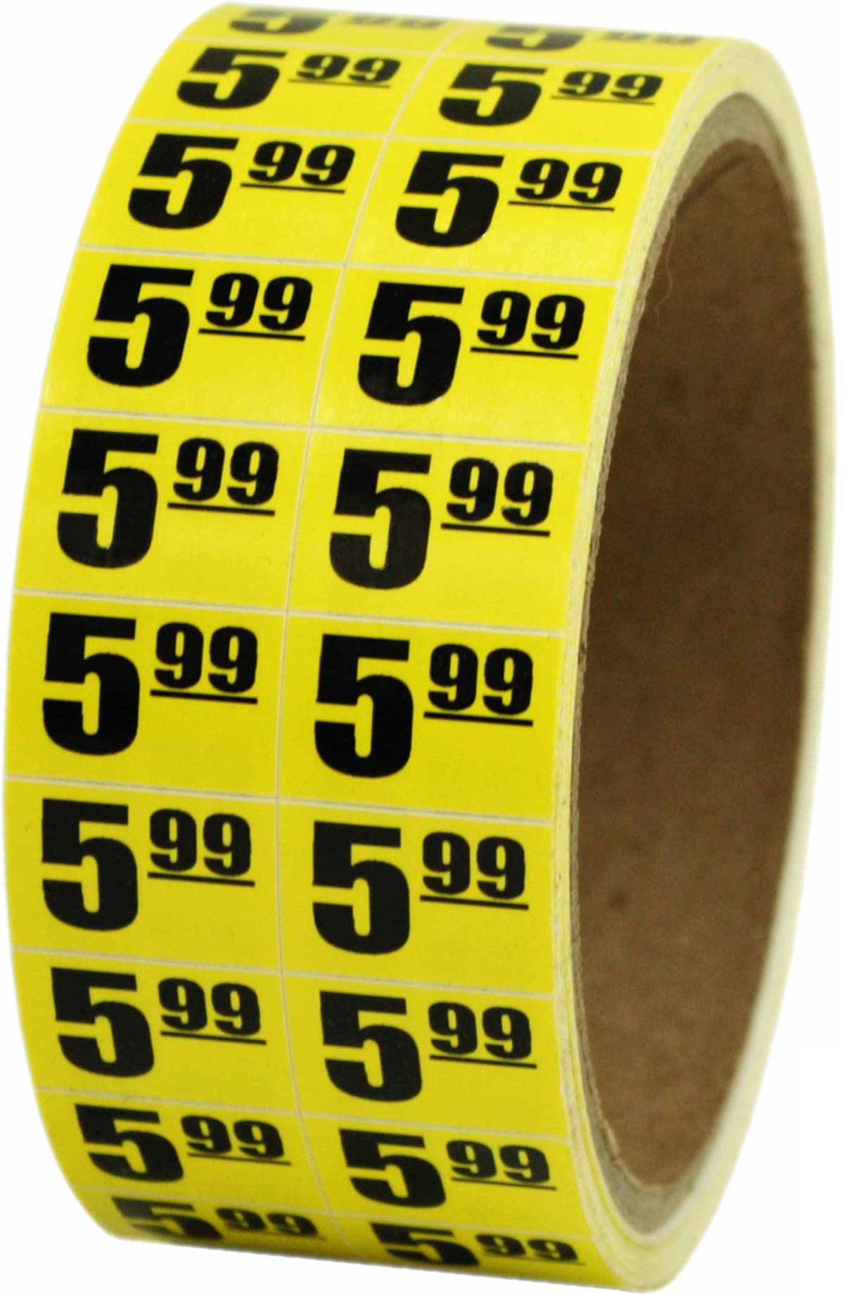 $5.99 In-Store Use Bright Yellow Labels - 3/4" x 1/2" - Roll of 1000 #MSLW3405