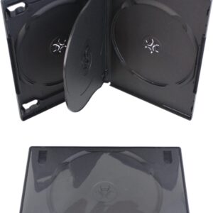 SquareDealOnline - DV4R14BKWT - Standard 14mm DVD Cases - 4 Disc Capacity - Black - (10 Pack)