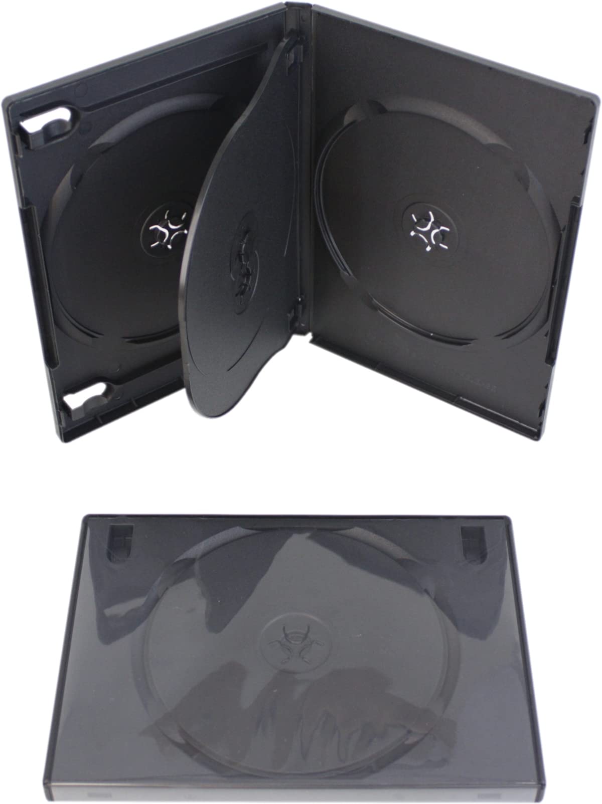 SquareDealOnline - DV4R14BKWT - Standard 14mm DVD Cases - 4 Disc Capacity - Black - (10 Pack)