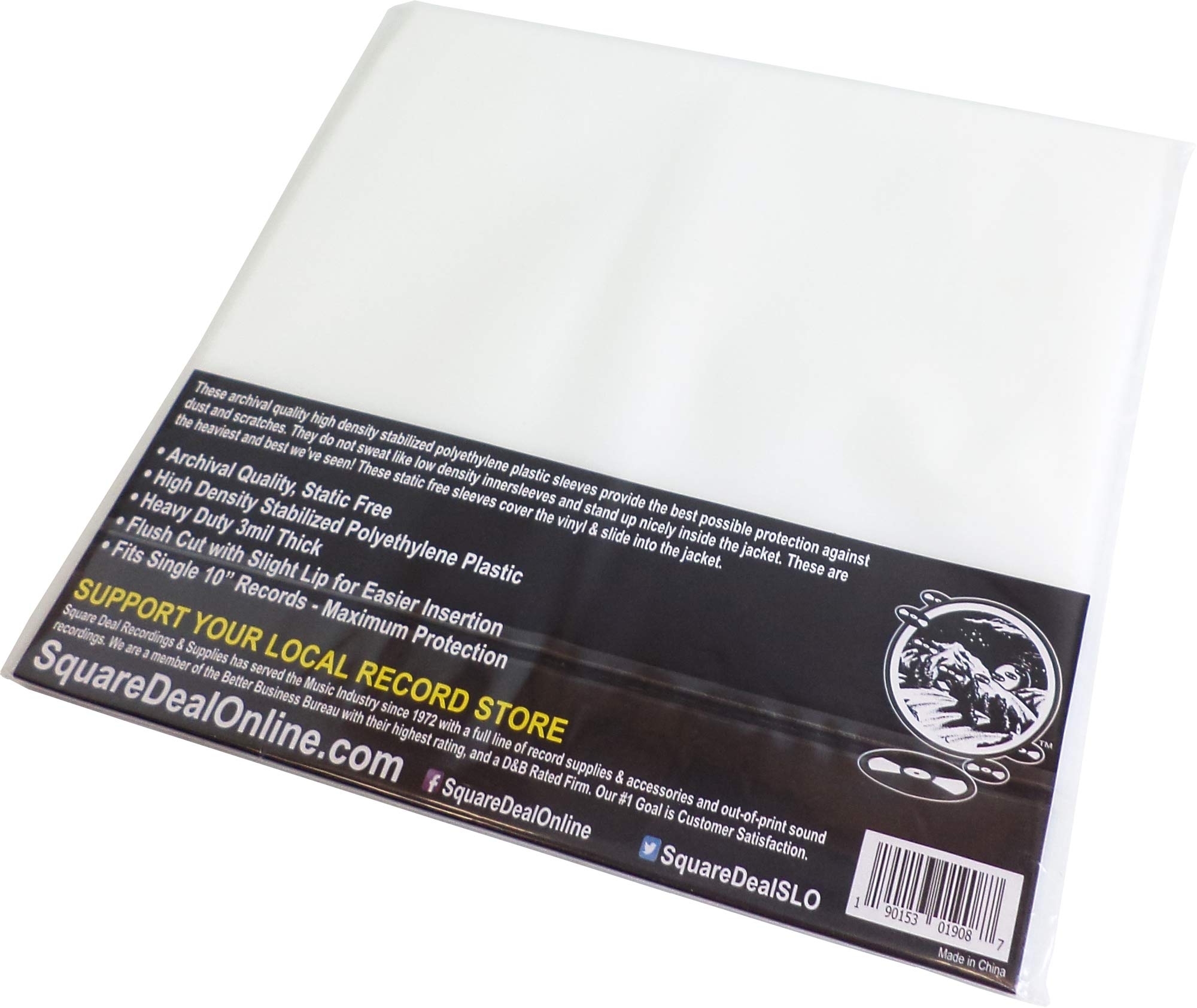 (500) 10" Record Inner Sleeves - High Density Polyethylene - 10-1/8" x 10"