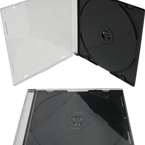 100 x ULTRA THIN 5.2mm Clear CD Jewel Boxes with Built In Black Tray #CDBS52 - HALF THE THICKNESS OF A NORMAL CD JEWEL BOX!