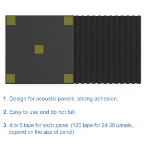 EGINO 120 Pack Double-Sided Adhesive Tape for Acoustic Soundproofing Foam Panels Strong Pad Mounting, Heavy Duty Wall Adhesive Squares