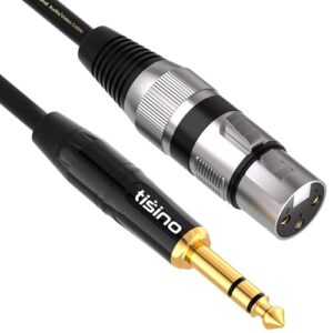 tisino xlr female to 1/4 inch (6.35mm) trs jack lead balanced signal interconnect cable xlr to quarter inch patch cable - 6.6 feet