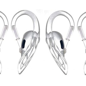 Ear Hook Compatible with AirPods Pro Compatible with AirPods 3/2/1, JNSA Ear Hooks 4 PCS 2 Pairs for AirPod Pro/3/2/1, Transparent 2Pair