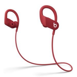 powerbeats high-performance wireless earbuds - apple h1 headphone chip, class 1 bluetooth headphones, 15 hours of listening time, sweat resistant, built-in microphone - red