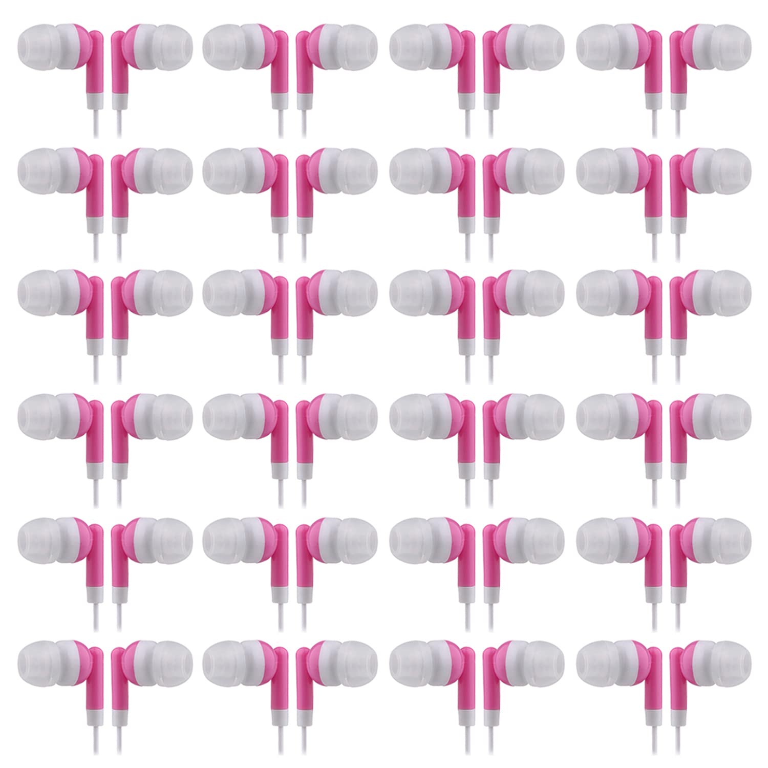 CN-Outlet Wholesale Bulk Earbuds Headphones 100 Pack for iPhone, Android, MP3 Player -Pink