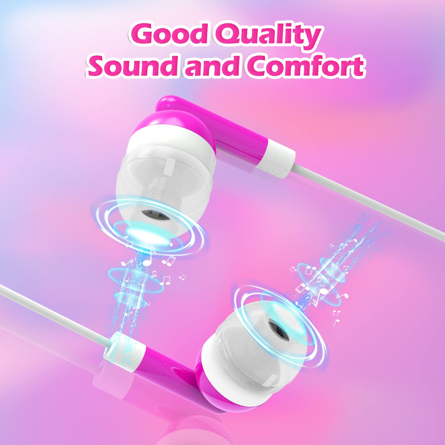 CN-Outlet Wholesale Bulk Earbuds Headphones 100 Pack for iPhone, Android, MP3 Player -Pink