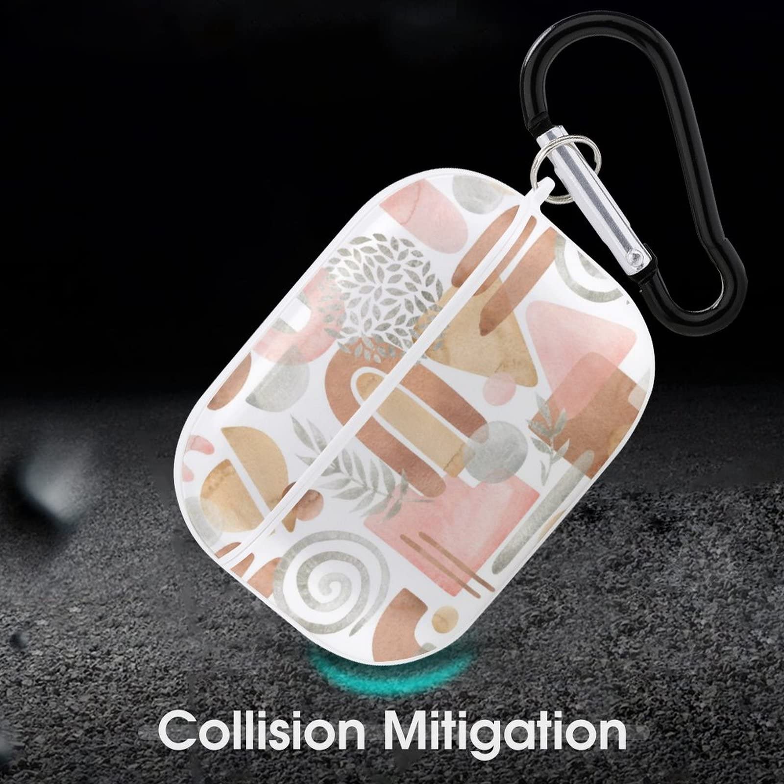 Aesthetic Boho Abstract Shapes Print Airpods Pro Case with Key Chain Full Protective Durable Shockproof Wireless Headphone Case PC Hard Case Cover for Apple AirPods Pro Case 2nd/1st Generation