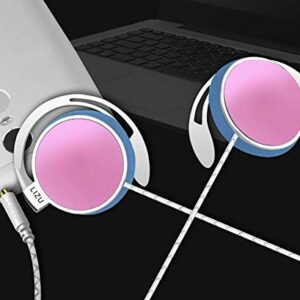 C-YOUNG Clip On Earphones，Over Ear Running Stereophone Headphones for Workout Exercise Gym Compatible for iPhone, Android Mobile Phone, with Microphone and Call Controller Stereo Earphones (Pink)