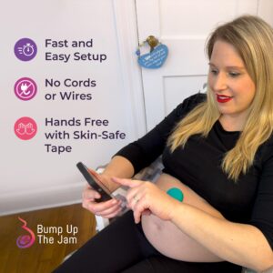 Bump Up The Jam - Baby Bump Headphones (Bluetooth), Safe & Sound Technology (Safe Volume Limit), Skin-Friendly Tape, Dual Speaker (Mom+Baby), Enhanced Bonding with Belly Headphones for Pregnant Women