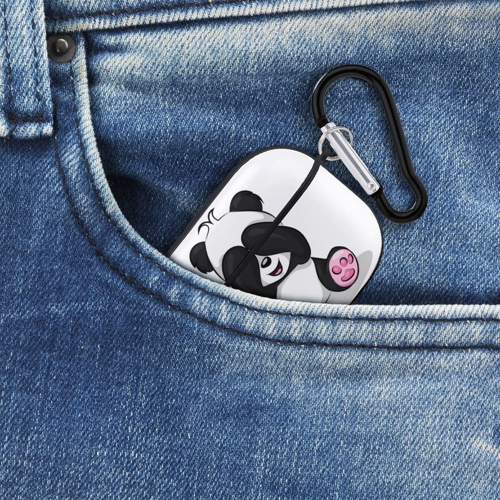 Lovely Cute Panda Print Airpods Pro Case with Key Chain Full Protective Durable Shockproof Wireless Headphone Case PC Hard Case Cover for Apple AirPods Pro Case 2nd/1st Generation