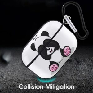 Lovely Cute Panda Print Airpods Pro Case with Key Chain Full Protective Durable Shockproof Wireless Headphone Case PC Hard Case Cover for Apple AirPods Pro Case 2nd/1st Generation