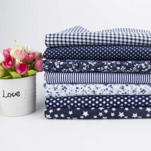 7pcs 20" x 20" cotton fabric diy making supplies quilting patchwork fabric fat quarter bundles diy for quilting patchwork cushions cotton fabric for patchwork (20" x 20", navy blue)