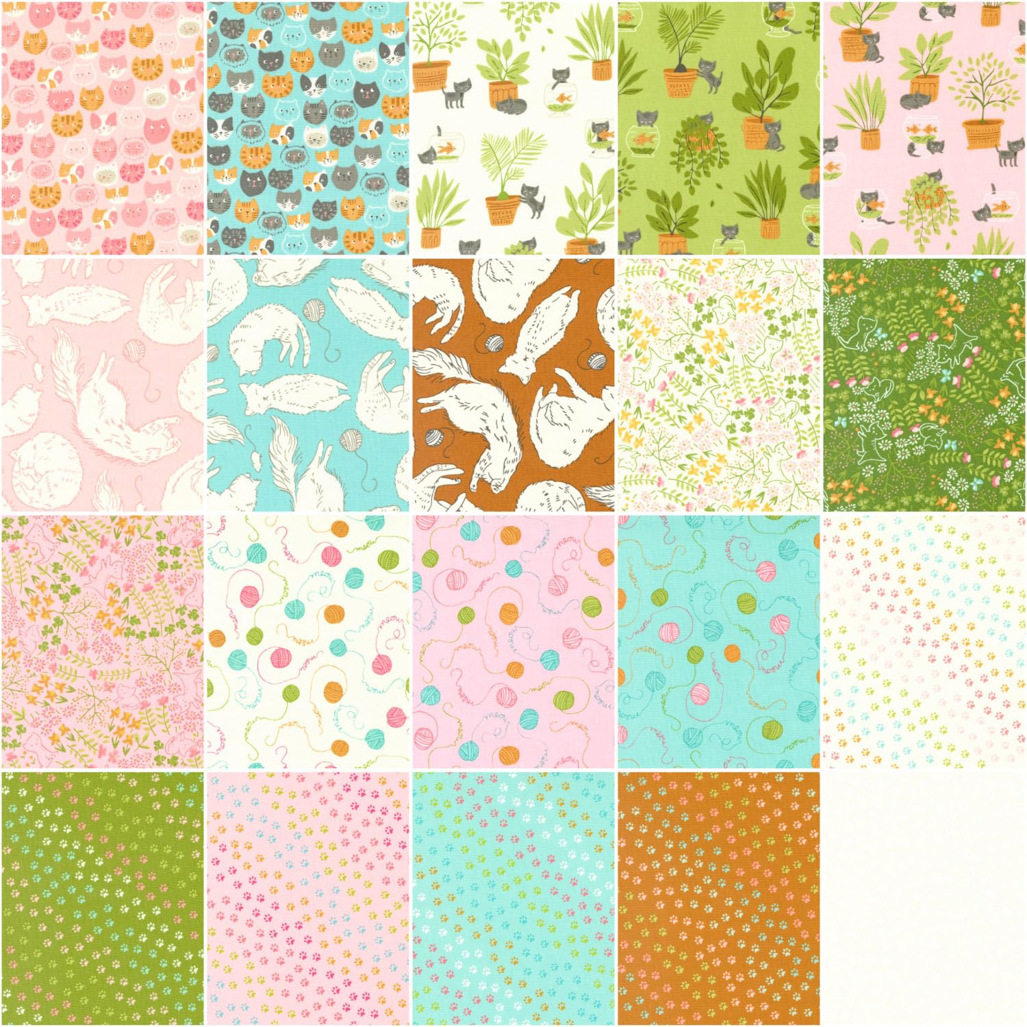 Here Kitty Kitty Charm Pack by Stacy Iest HSU; 42-5" Precut Fabric Quilt Squares