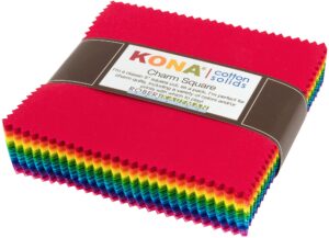 kona cotton solids bright charm square 85 5-inch squares charm pack robert kaufman chs-693-85