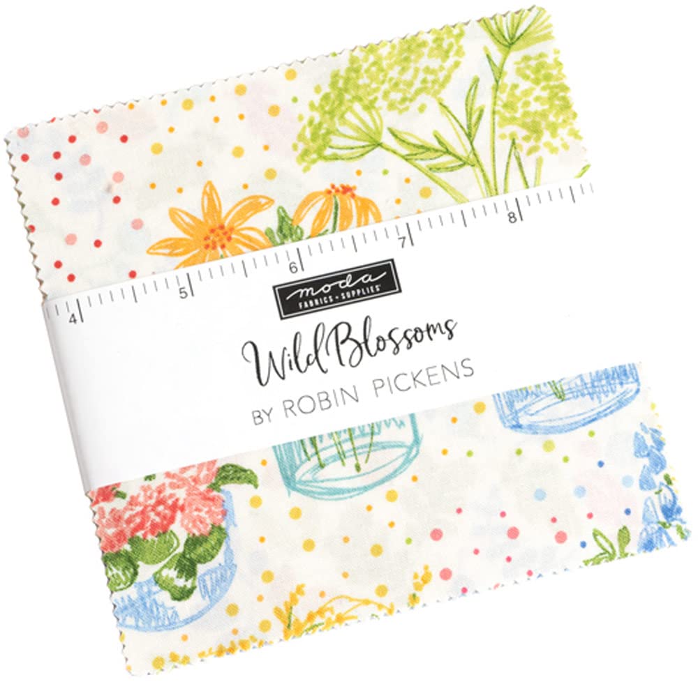 Wild Blossoms Charm Pack by Robin Pickens; 42-5" Precut Fabric Quilt Squares