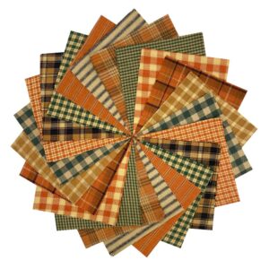 40 autumn spice charm pack, 5 inch precut cotton homespun fabric squares by jcs